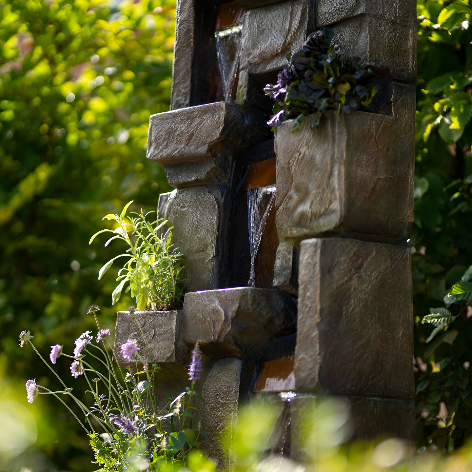 Higgledy Stone Effect Tiered Cascade Water Wall and Planter
