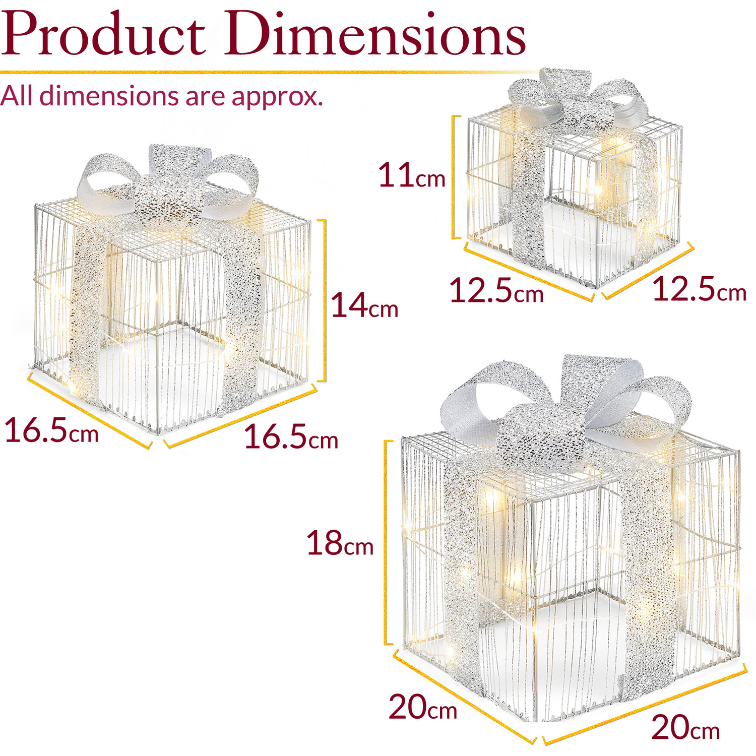 Set of 3 Light Up Parcel Decorations
