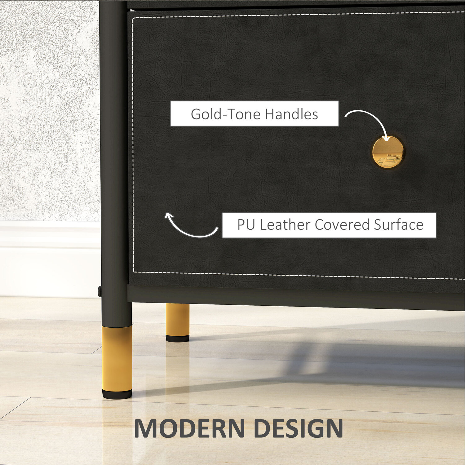 HOMCOM Bedroom Chest of Drawers with PU Leather Surface