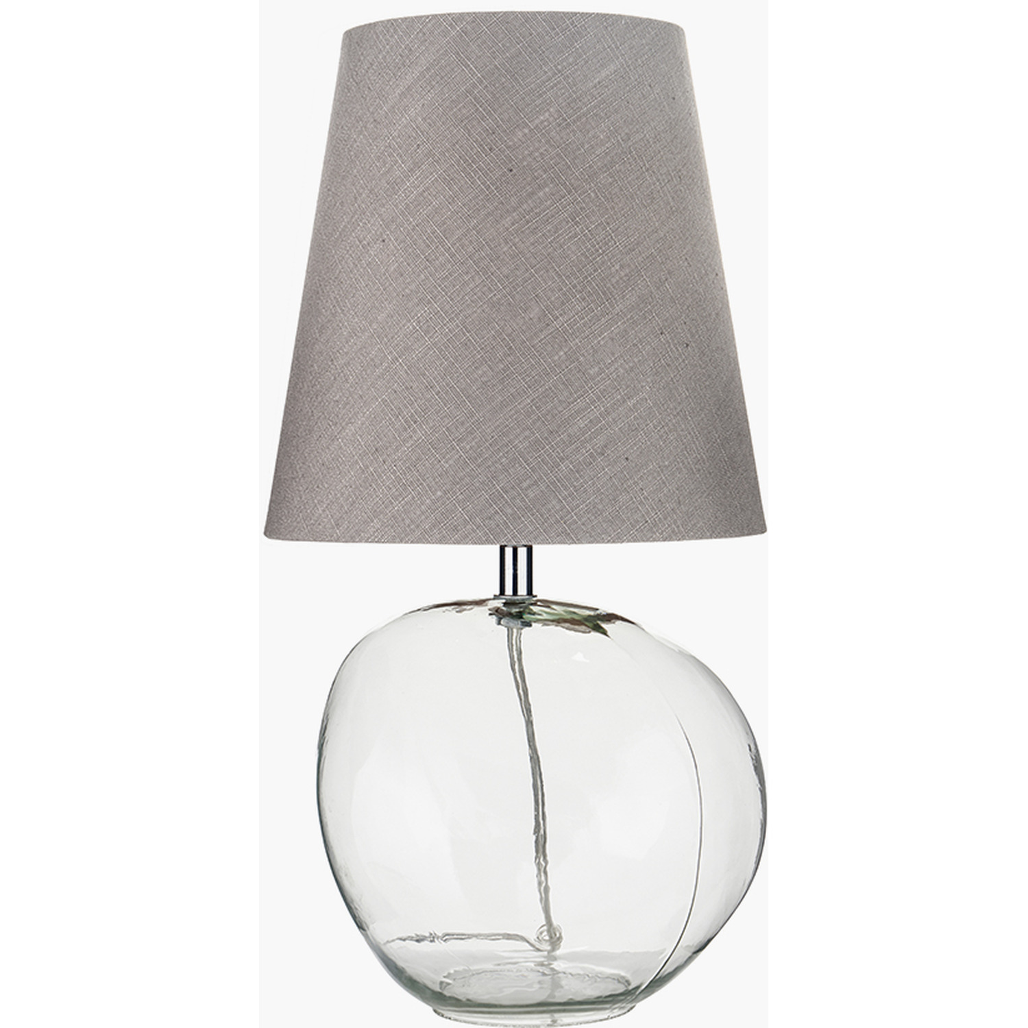 Neutral Clear Glass Table Lamp with Grey Shade