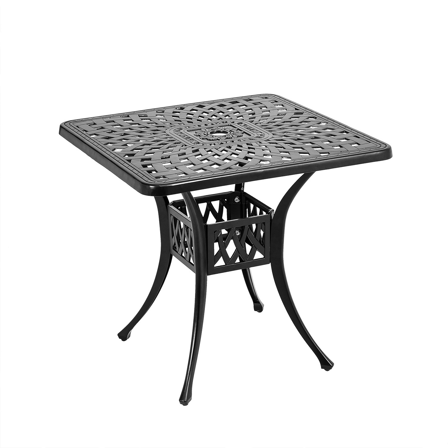 Outdoor Cast Aluminium Garden Dining Table With Parasol Hole