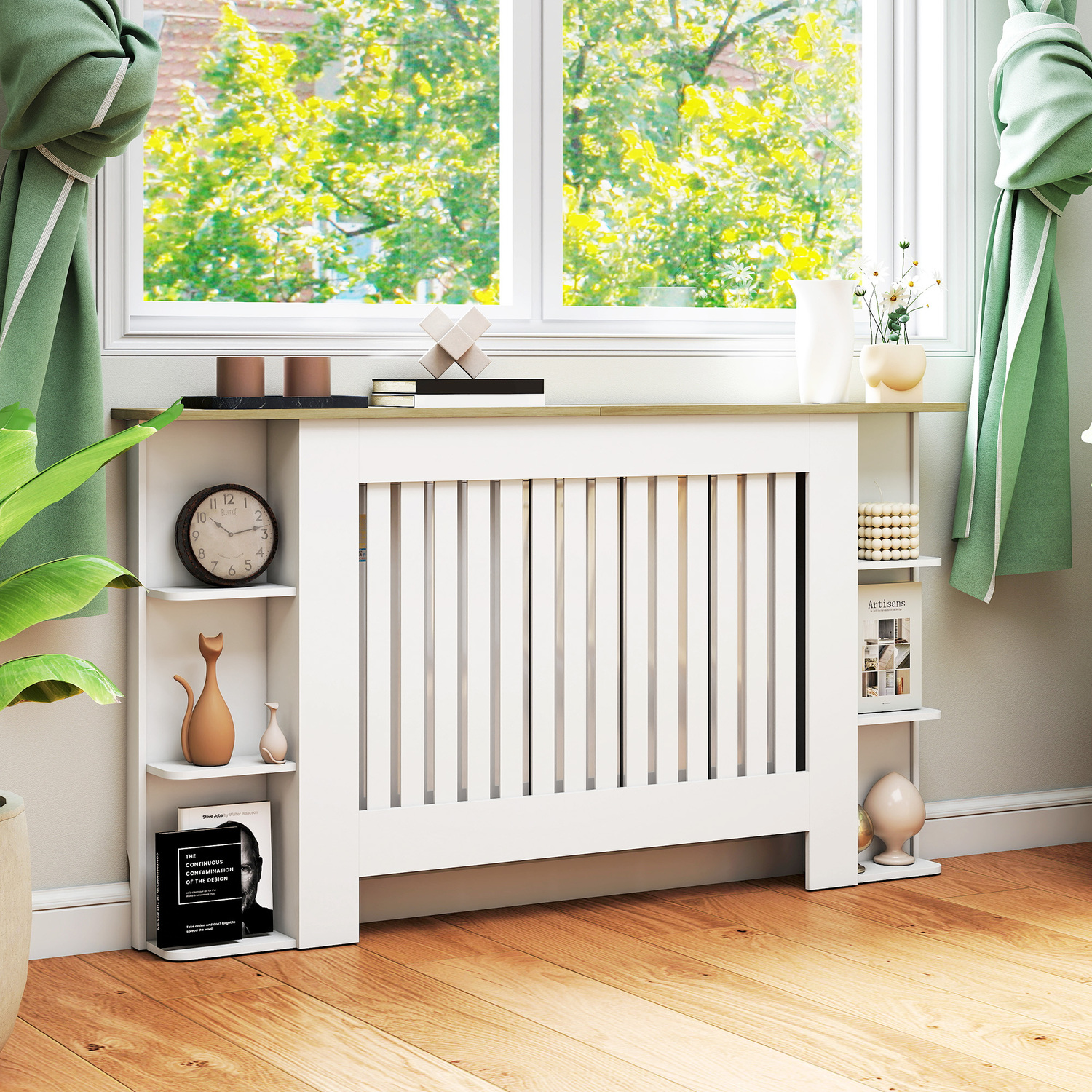 HOMCOM Radiator Cover with Open Storage Shelves 820-496V01WT