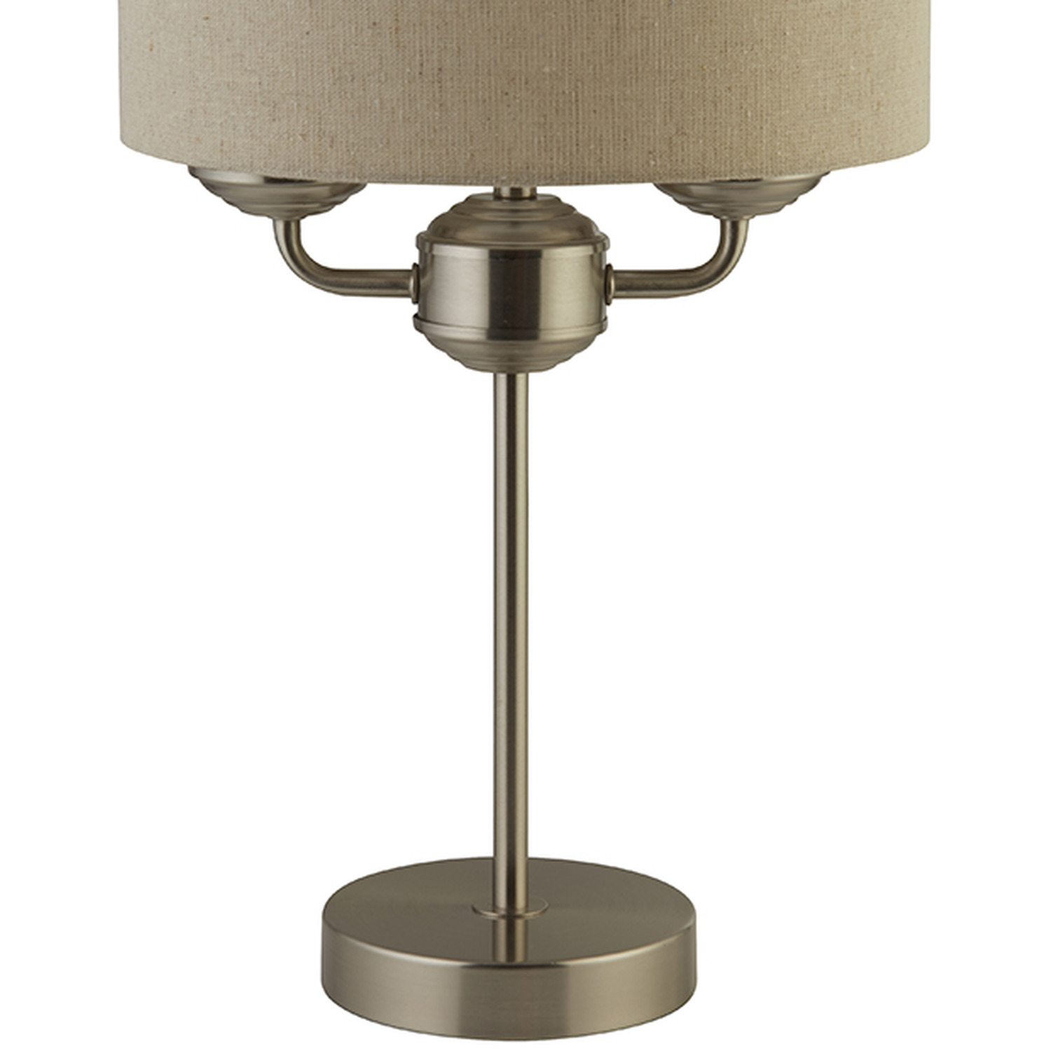 2Lt Table Satin Silver With Cream Linen Shade