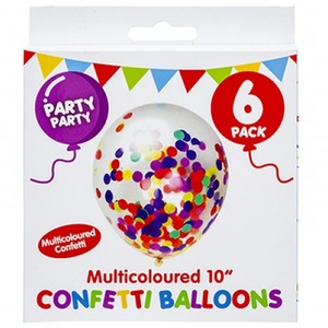 Multi Coloured Confetti Party Balloon 6 Pack