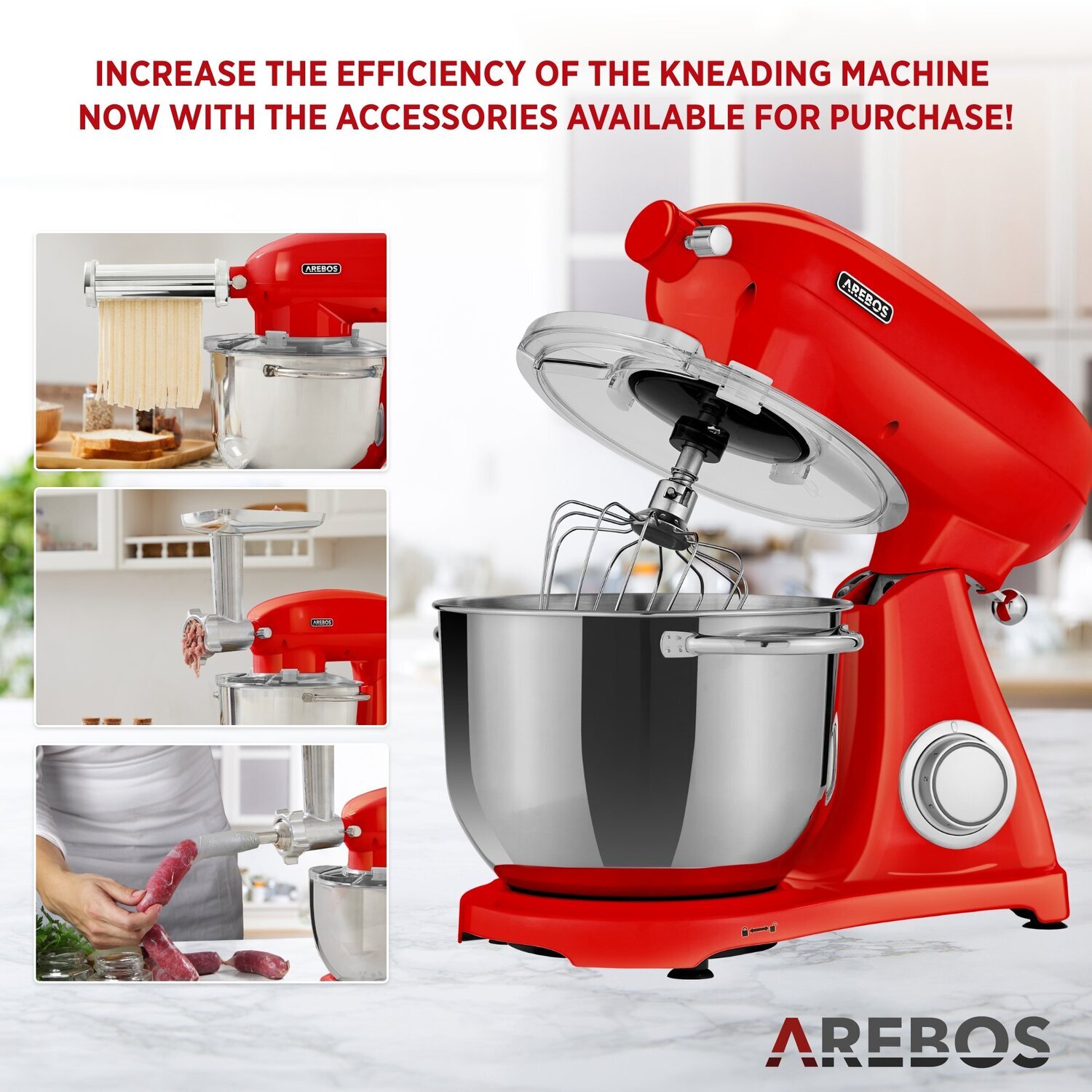 Retro Stand Mixer Kneading Machine With 6L Stainless Steel Mixing Bowl