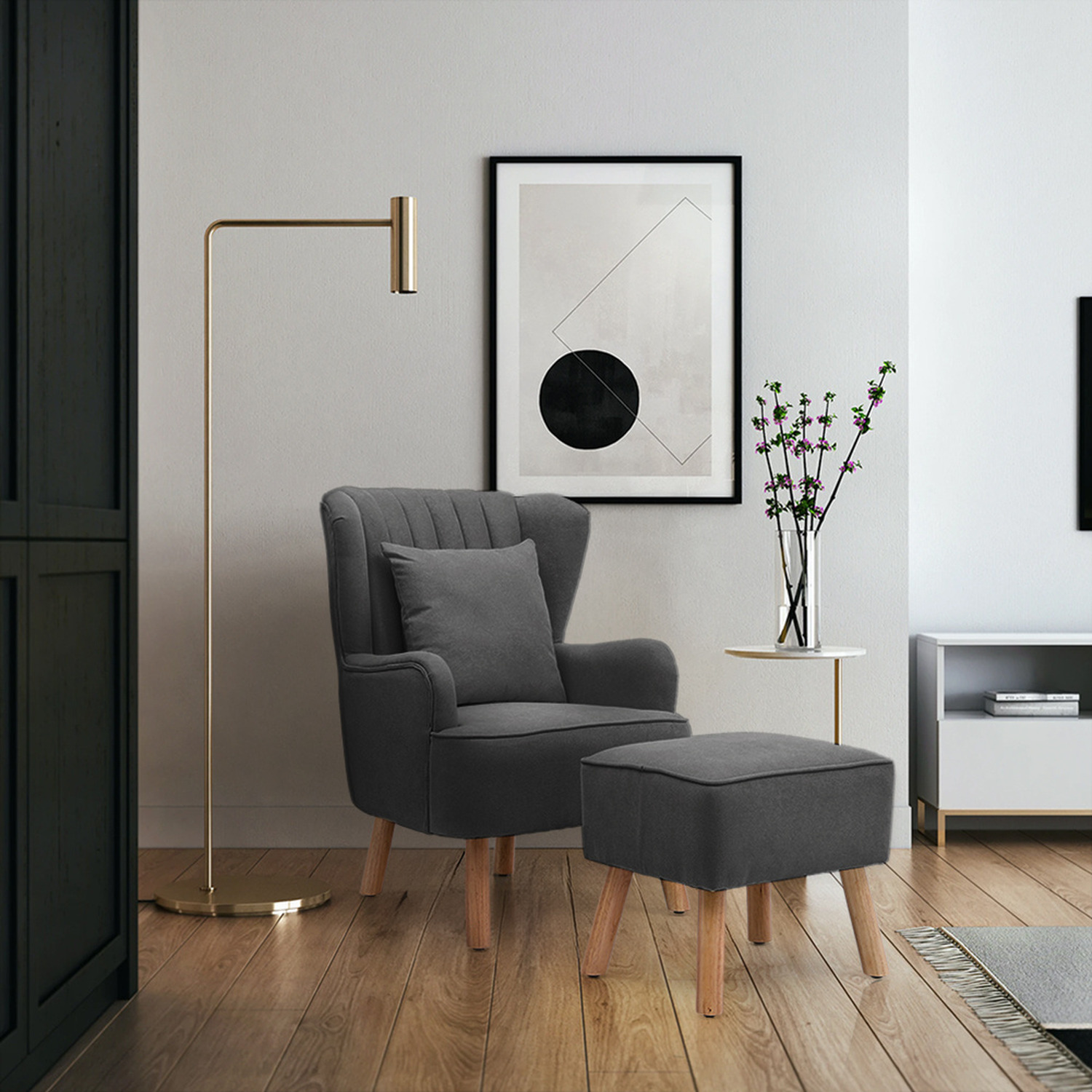 Wingback Chair and Footstool