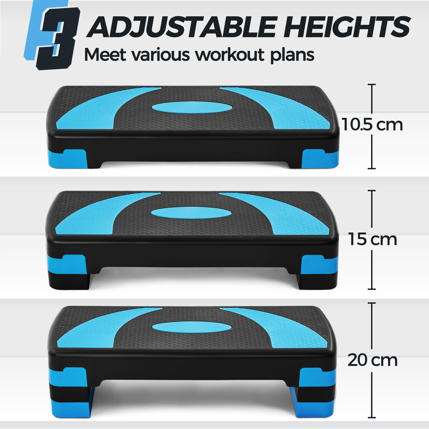Circuit Size Aerobic Stepper with Adjustable Heights