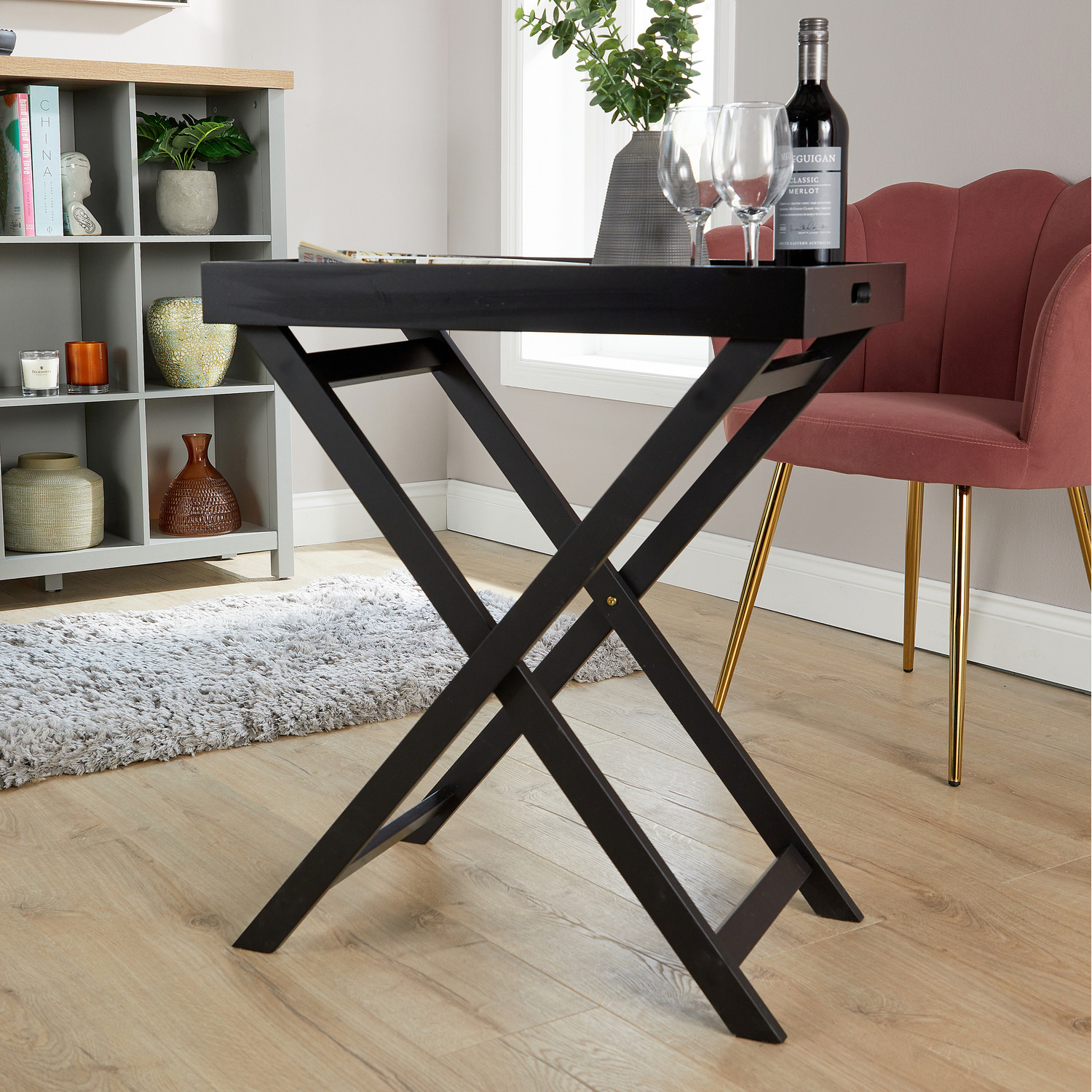 Alpine Large Foldable Butlers Tray Style Side Table