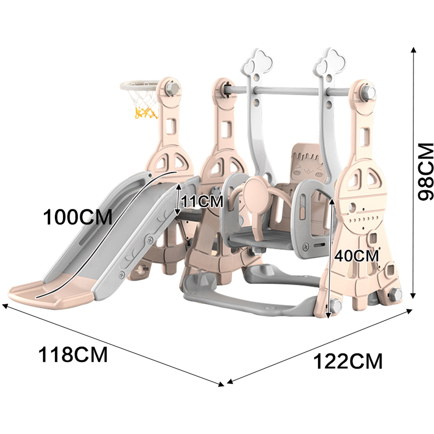 Kidkid 3-in-1 Toddler Slide and Swing Playset