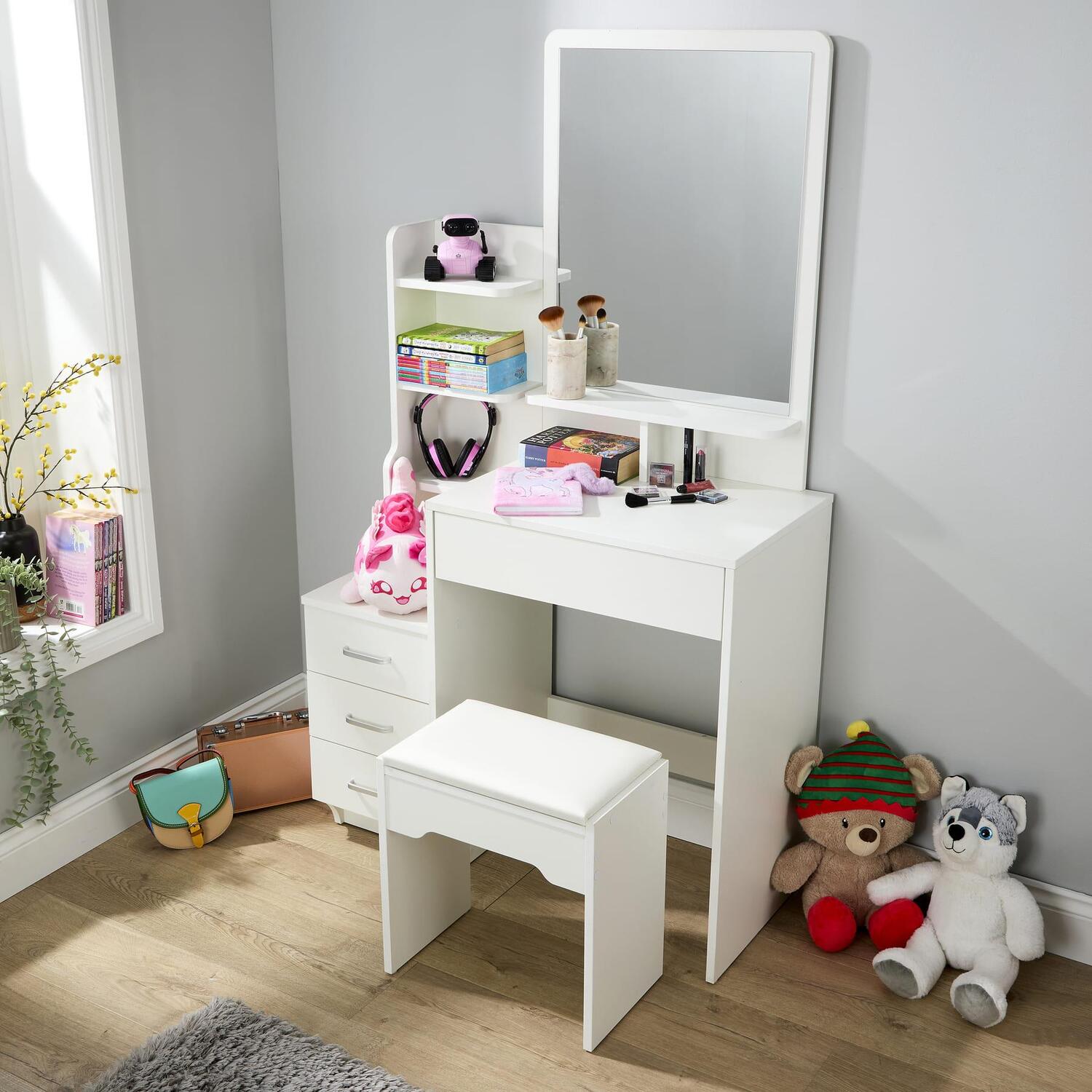 Arlo White Dressing Table with Drawers,