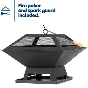 Iron Geo Fire Pit with BBQ Grill