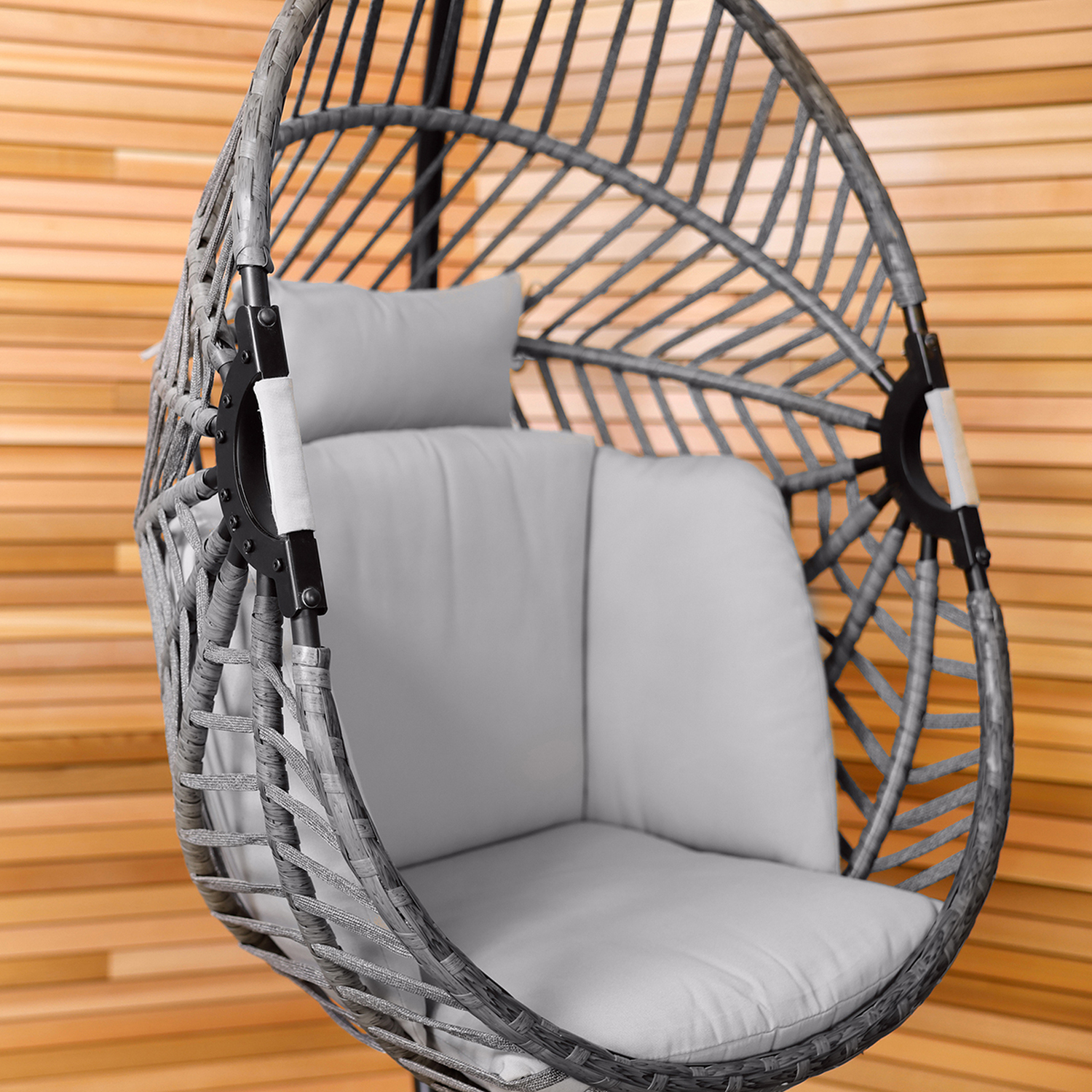 Egg Shaped Swing Chair H203 x D126 x W126cm Grey Hanging Seat