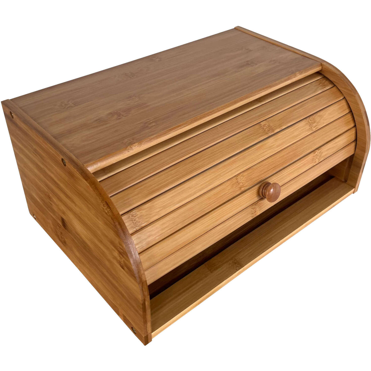 Single Layer Roll Top Bamboo Wooden Bread Bin Kitchen Storage