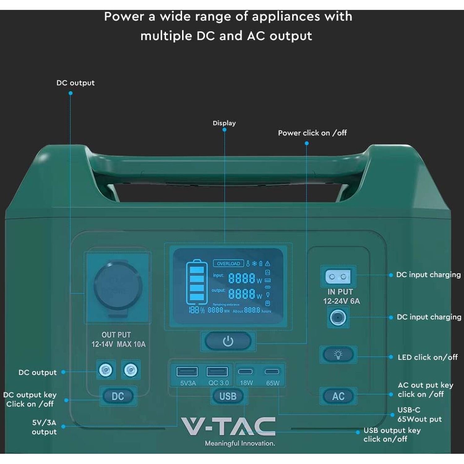 V-TAC 600W Portable Power Station