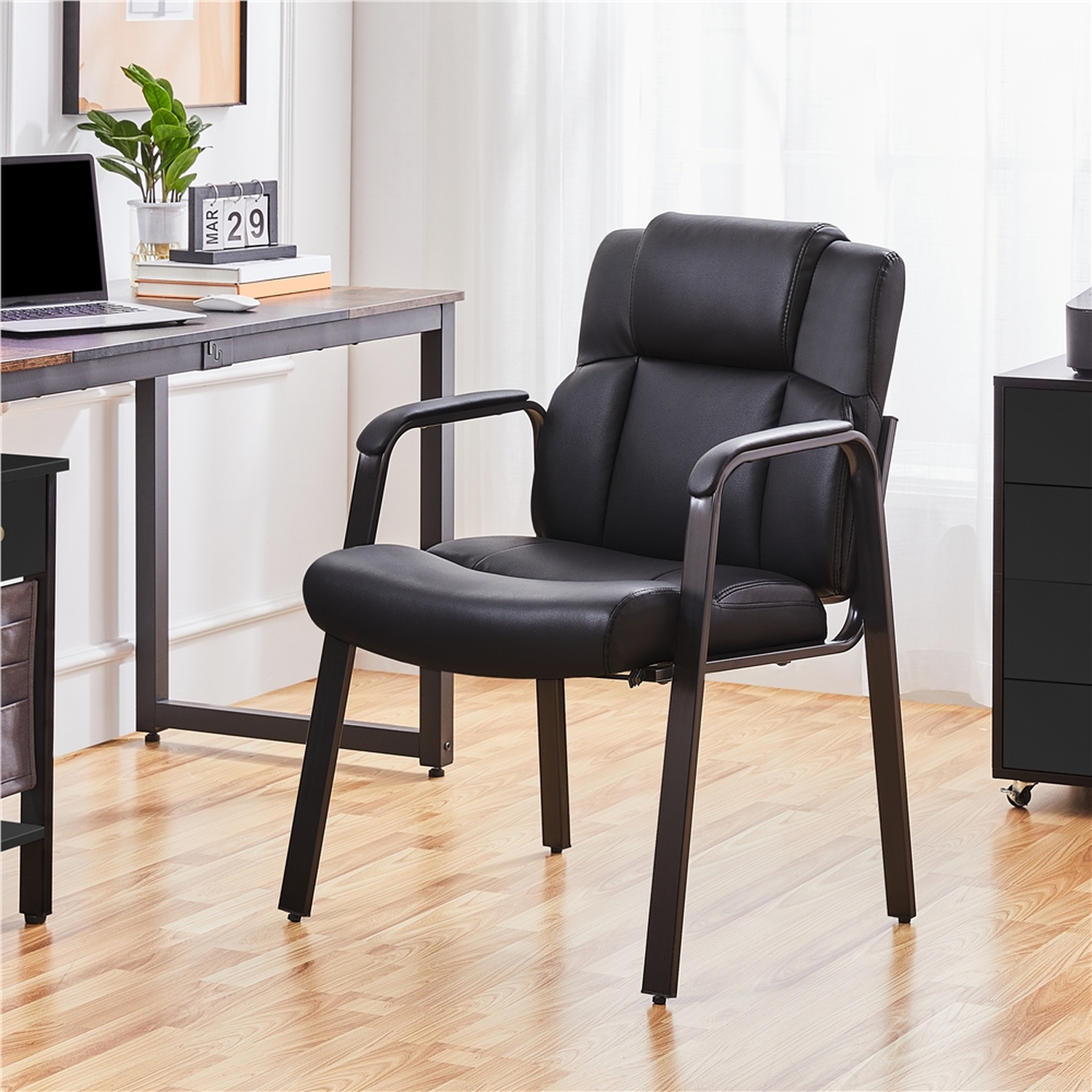 Set of 2 Faux Leather Executive Reception Chairs