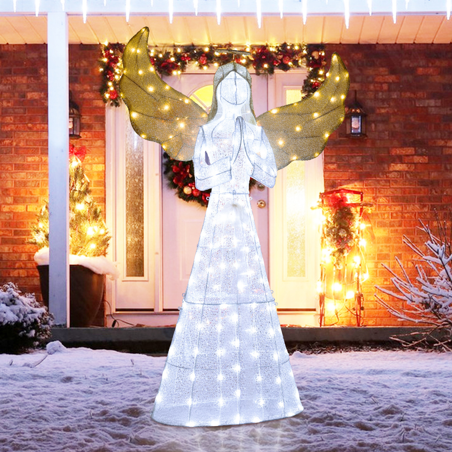5 FT Christmas Angel Light-up Winged Holiday Figure