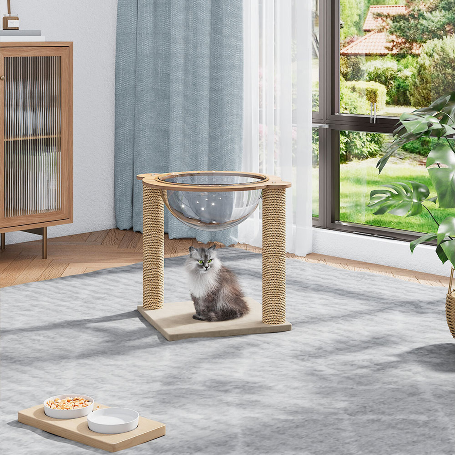 Cat Scratching Board Cat Post with Acrylic Capsule