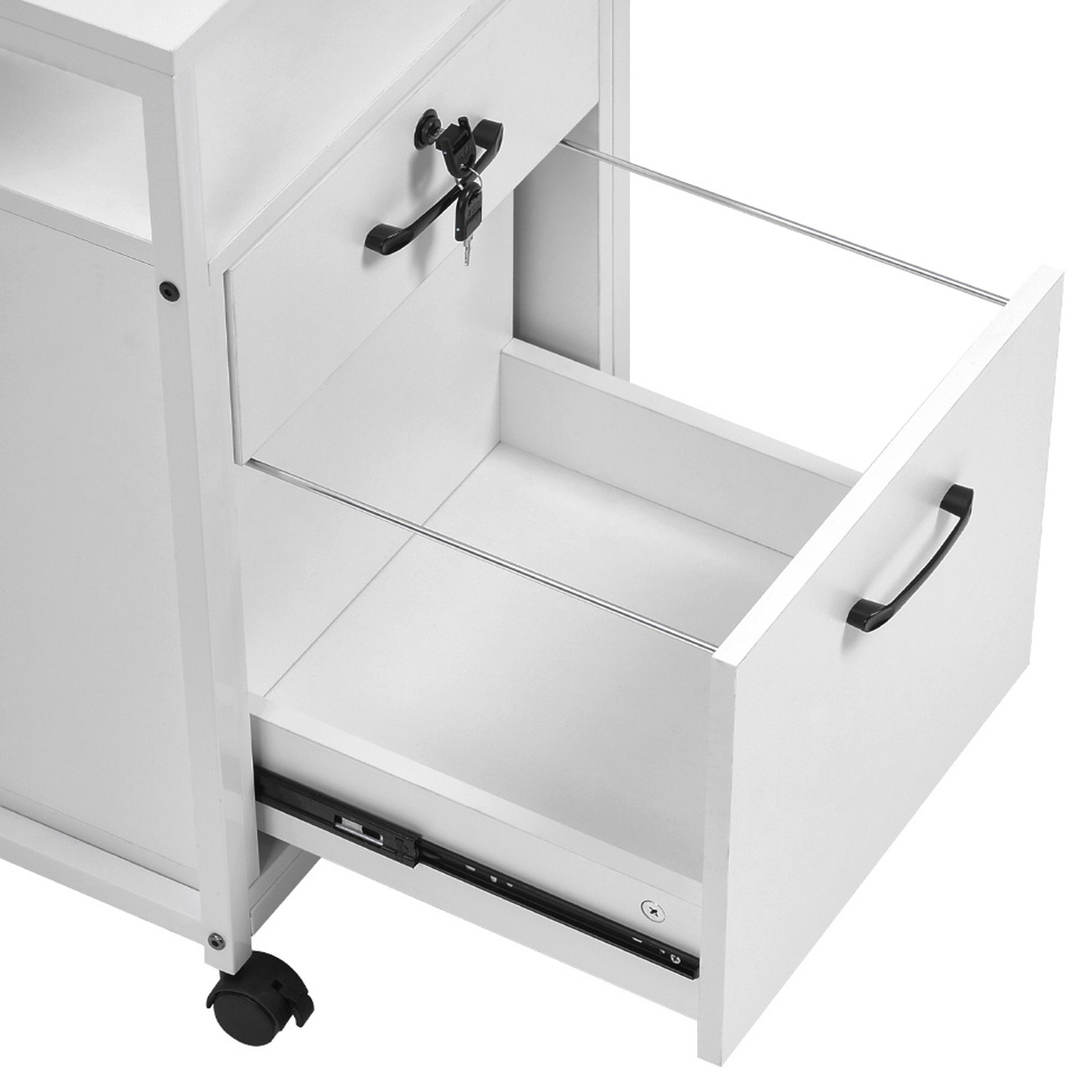 Mobile Office Drawer Cabinet with Lock and Shelves