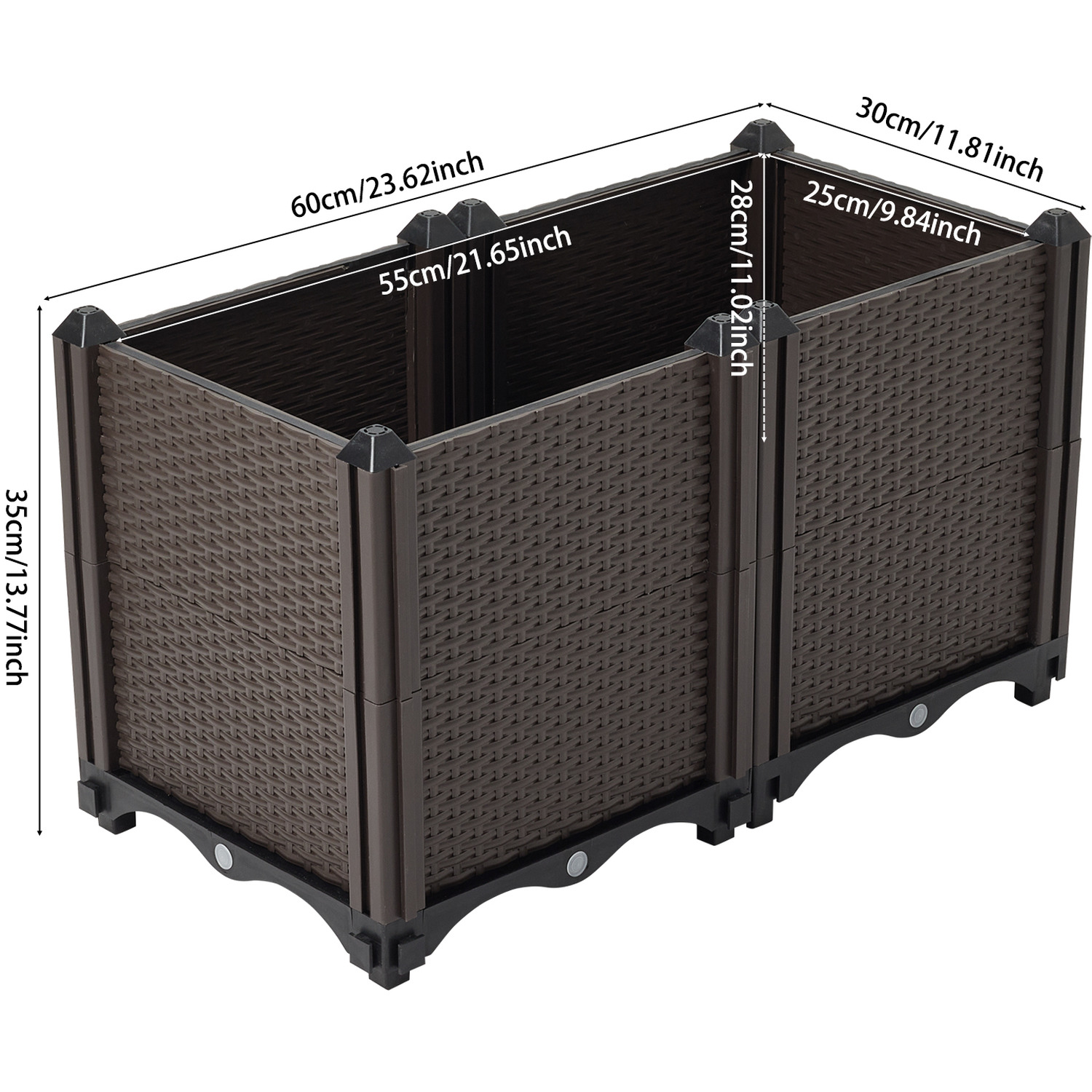 Modular Plastic Woven Rattan Garden Planter