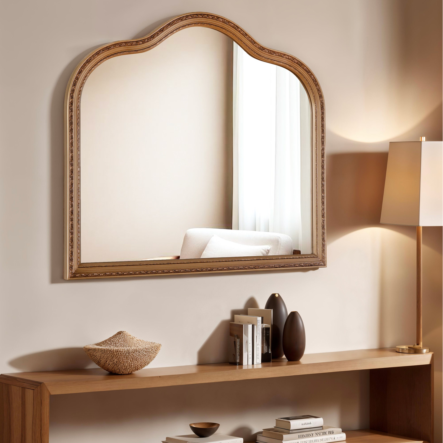 Amalfi Antique Mirror with Wooden Frame