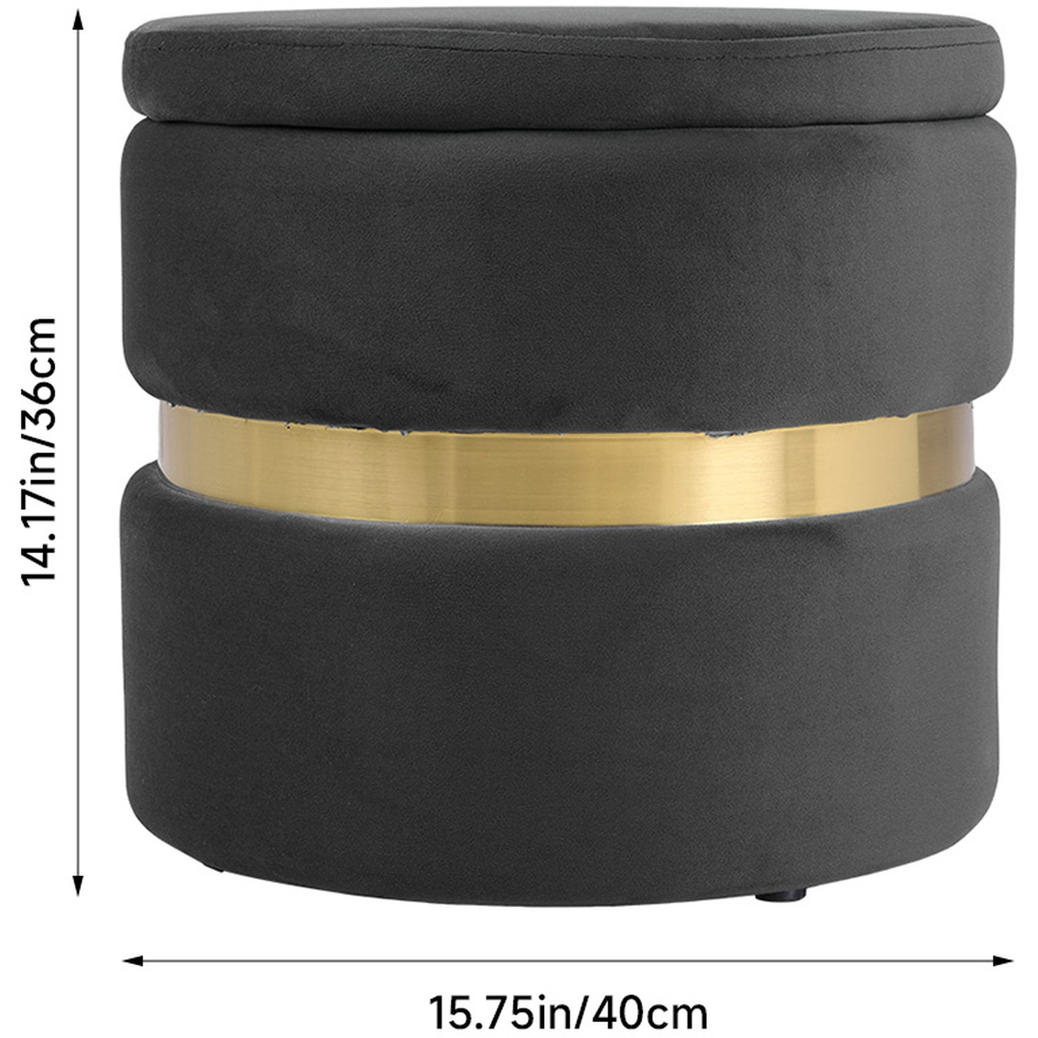Upholstered Storage Ottoman with Gold Trim
