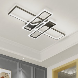 Large Geometric Black Frame LED Ceiling Light