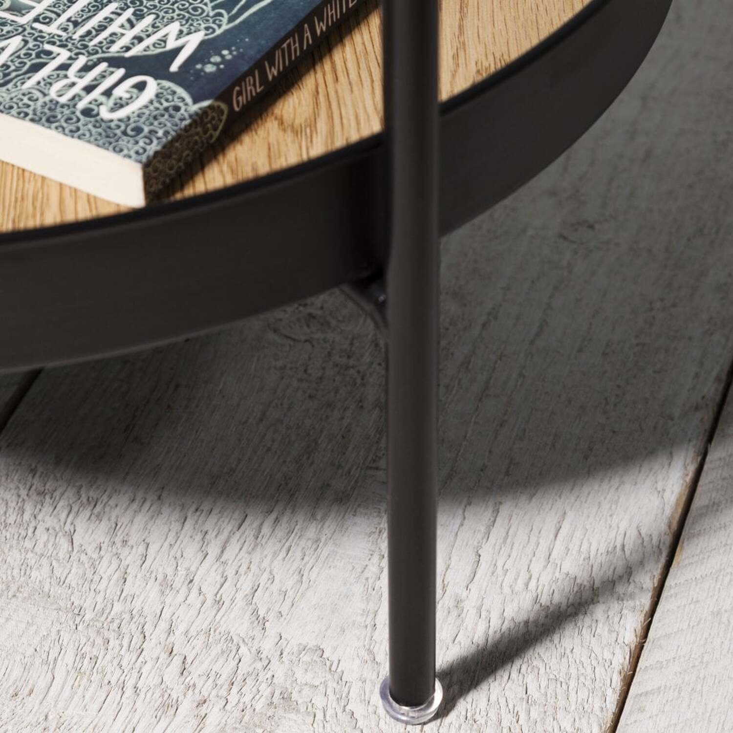 Flora Black Round Small Metal Side Table Garden End Patio Table