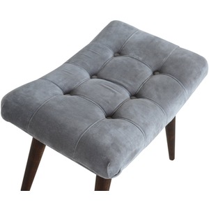 Grey Cotton Velvet Curved Bench