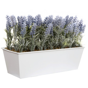 Artificial Lavender Tin White Planter Window Box