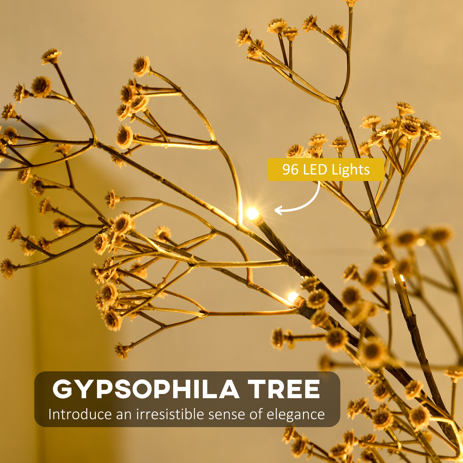 HOMCOM Artificial Gypsophila Tree with Lights Baby Breath Flowers