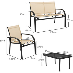 Outsunny 4 Piece Curved Steel Outdoor Dining Set