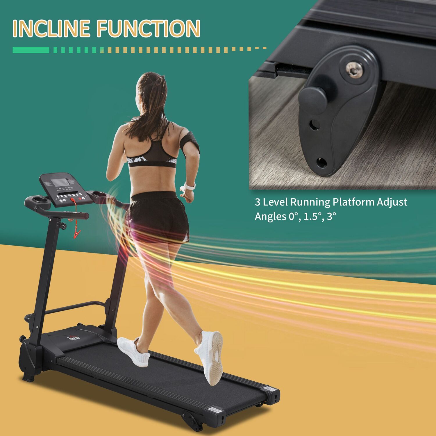 HOMCOM Electric Motorised Folding Treadmill Machine