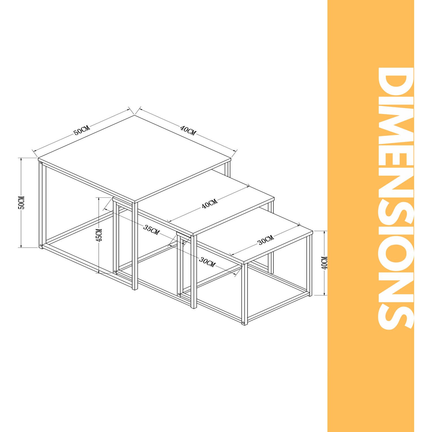 Set Of 3 Nesting Tables Living Room Furniture