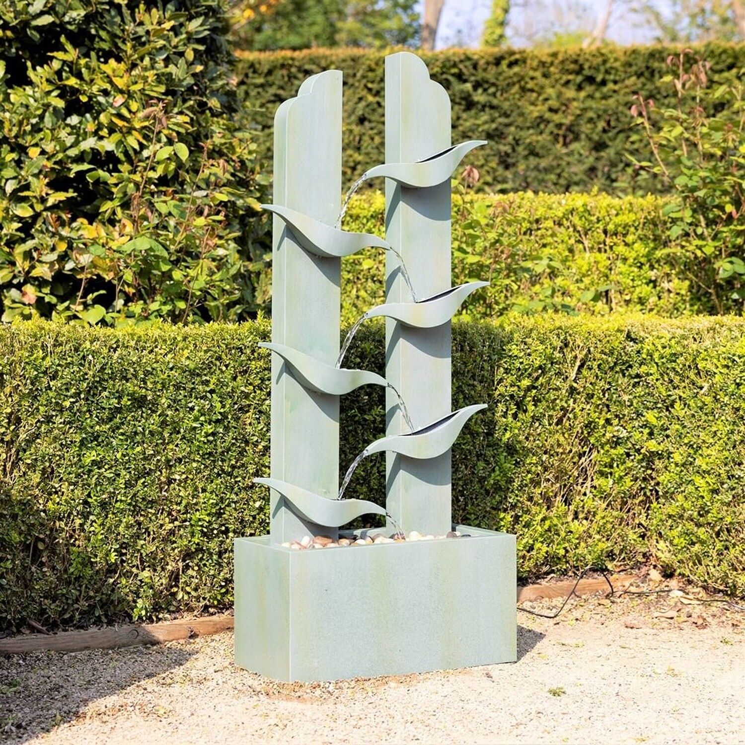 Elvas Tiered Cascading Zinc Water Feature With Lights