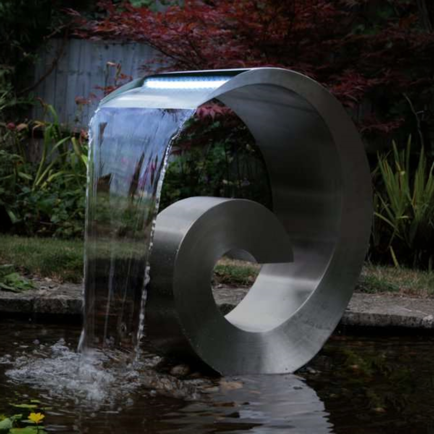 Primrose Atlantis Polished Silver Stainless Steel Water Feature with ...