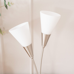 Kristina Frosted White Shade 2 Way Metal Uplighter Table Lamp with LED ...