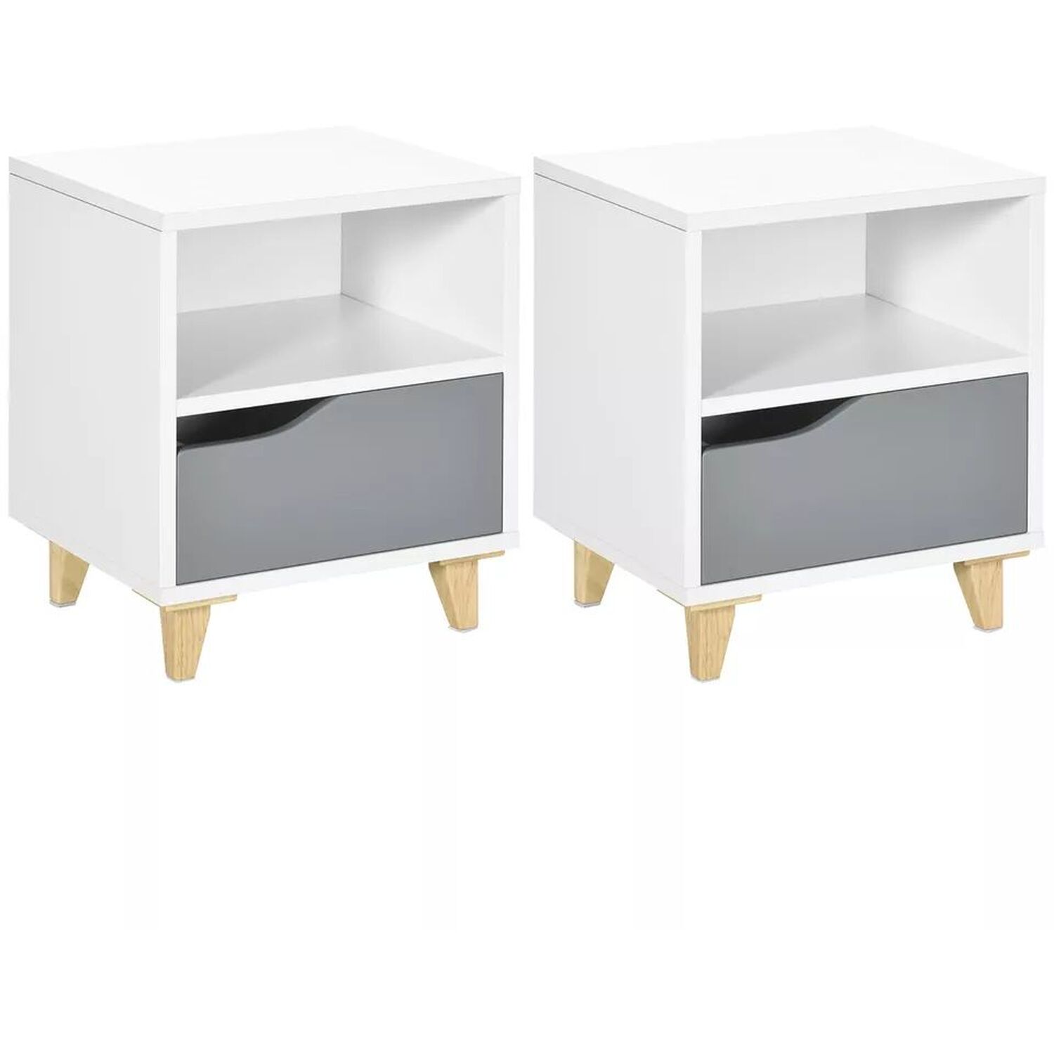 Modern Set of 2 Bedside Tables with Storage