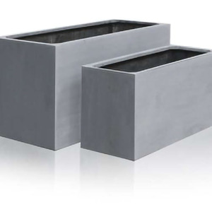 Polystone Grey Rectangle Trough Planter