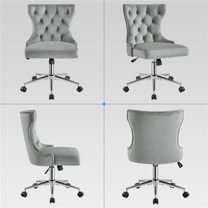 Velvet Diamond Tufted Home Office Chair with Wheels