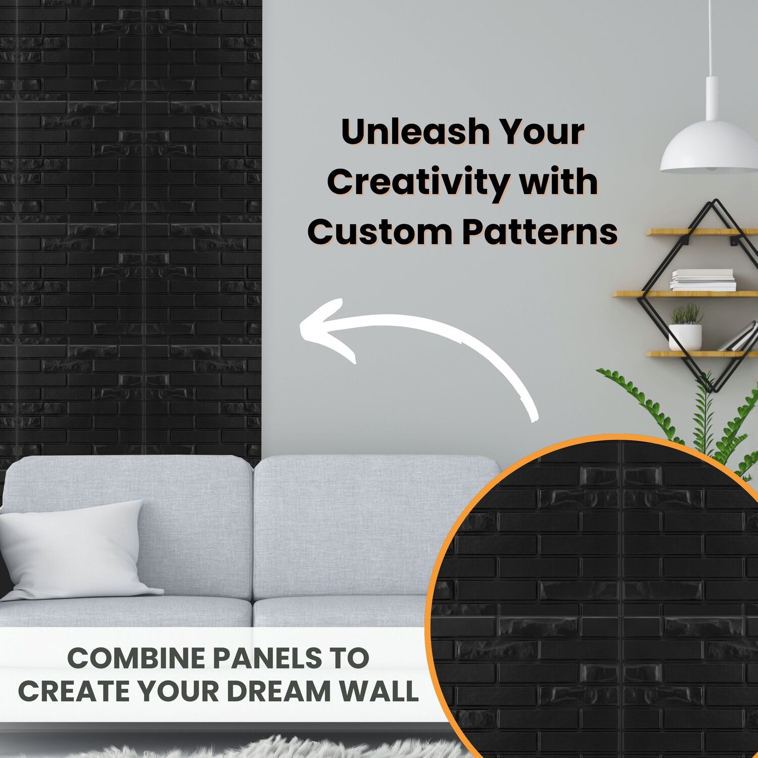 3D Wall Panels (50x50 cm) PVC Cladding Panel in Urban Brick Design