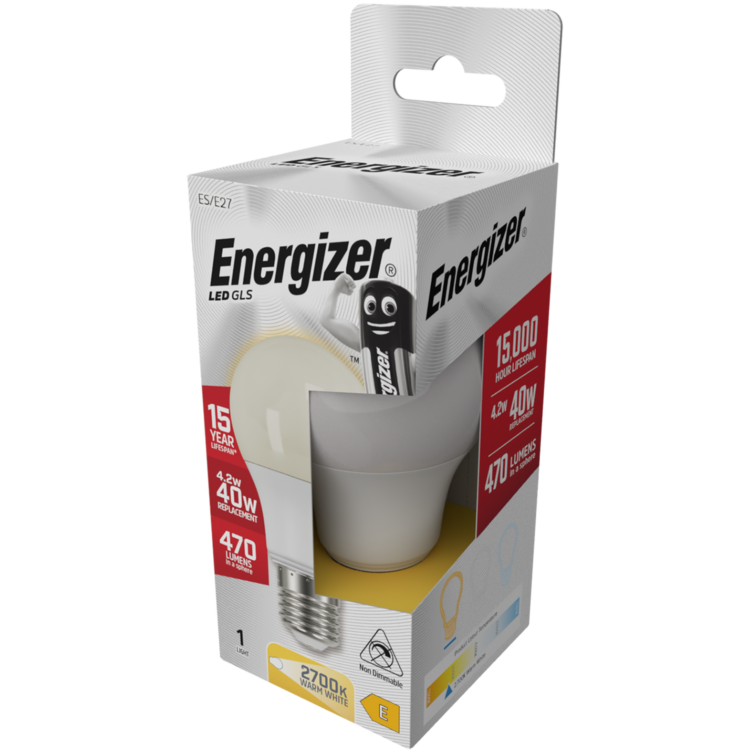 Energizer LED GLS E27 470lm 2700K Light Bulb Pack of 1