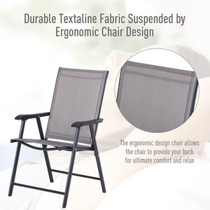 Set Of 2 Folding Chairs Metal Frame Mesh Seat