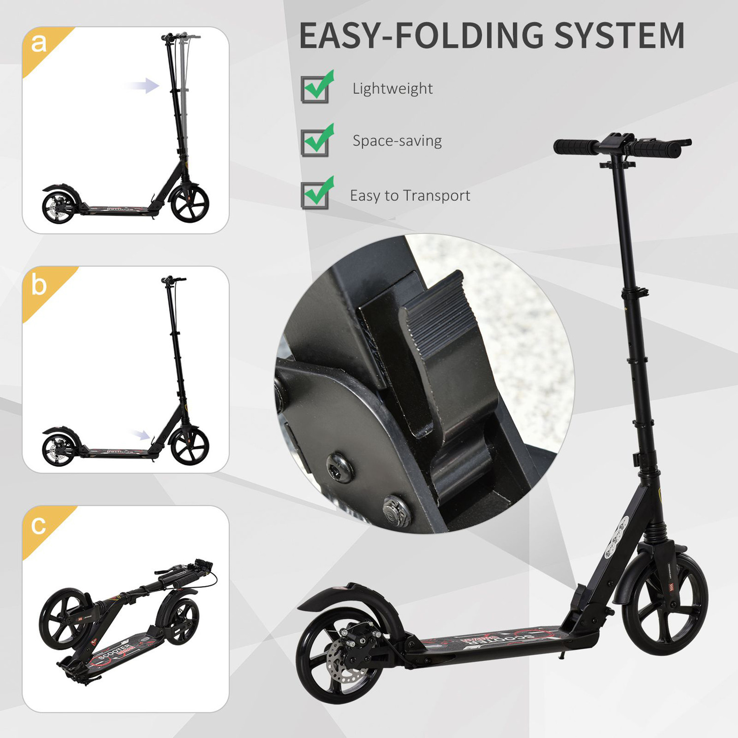 HOMCOM Foldable Adult Kick Scooter