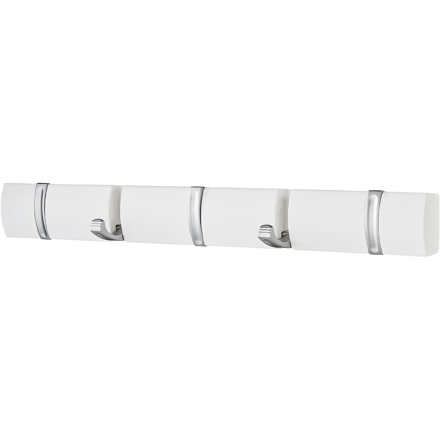 5 Retractable Satin Chrome Door Hooks On White Mountable Board