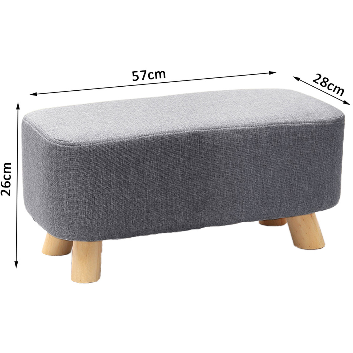 Square Flax Fabric Footstool
