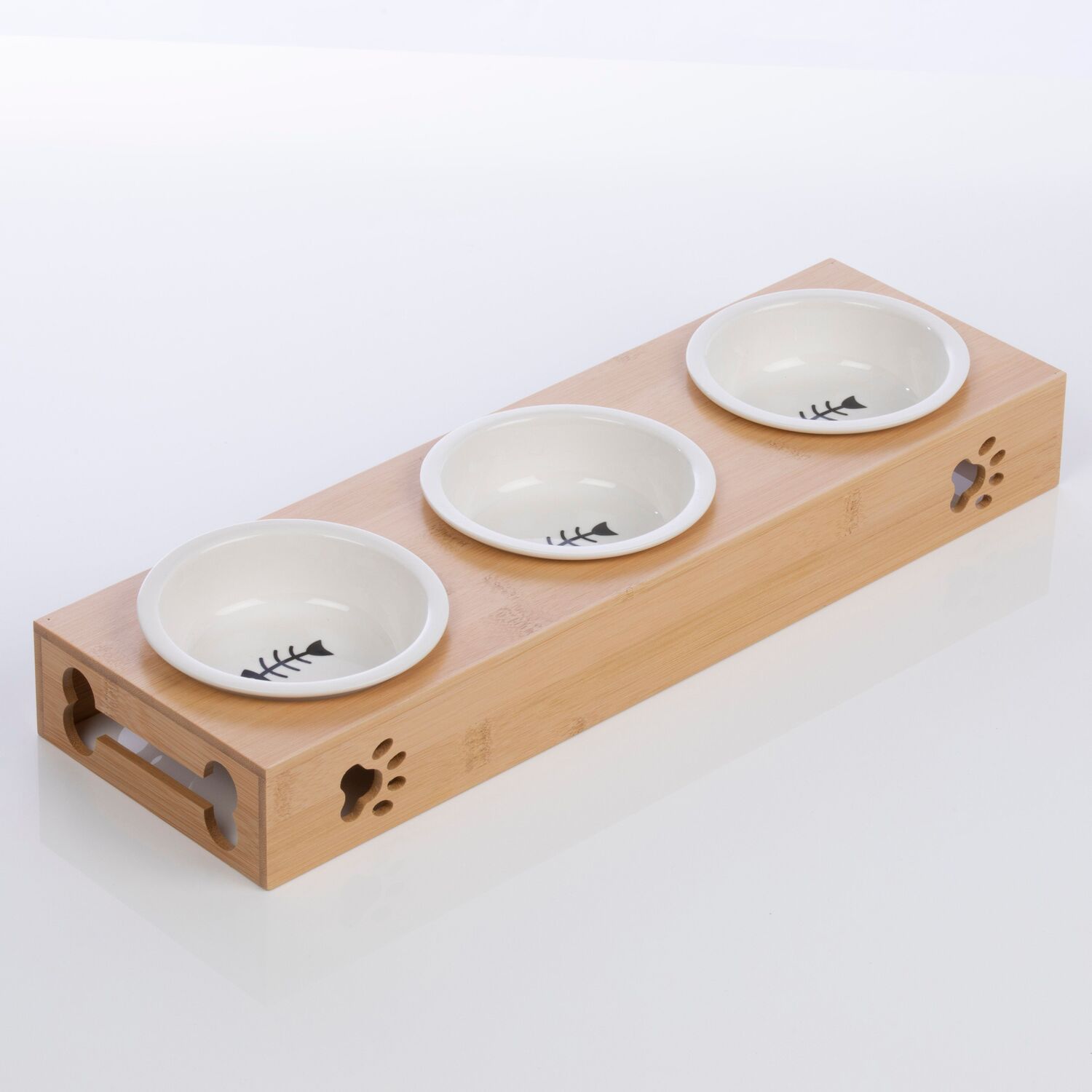 Homiu Bamboo and Ceramic Pet Feeding Stations