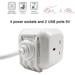 Power Cube 4 Ways Sockets 2 x USB Charger 5V 1.5m