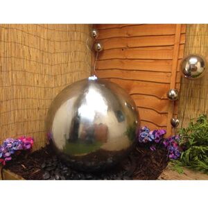 75cms Stainless Steel Sphere Modern Metal Solar Water Feature