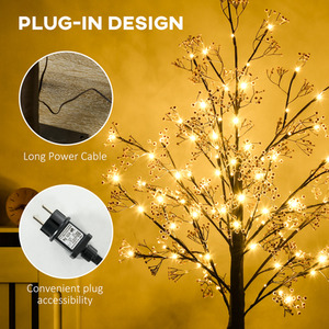HOMCOM Artificial Gypsophila Tree with Lights Baby Breath Flowers