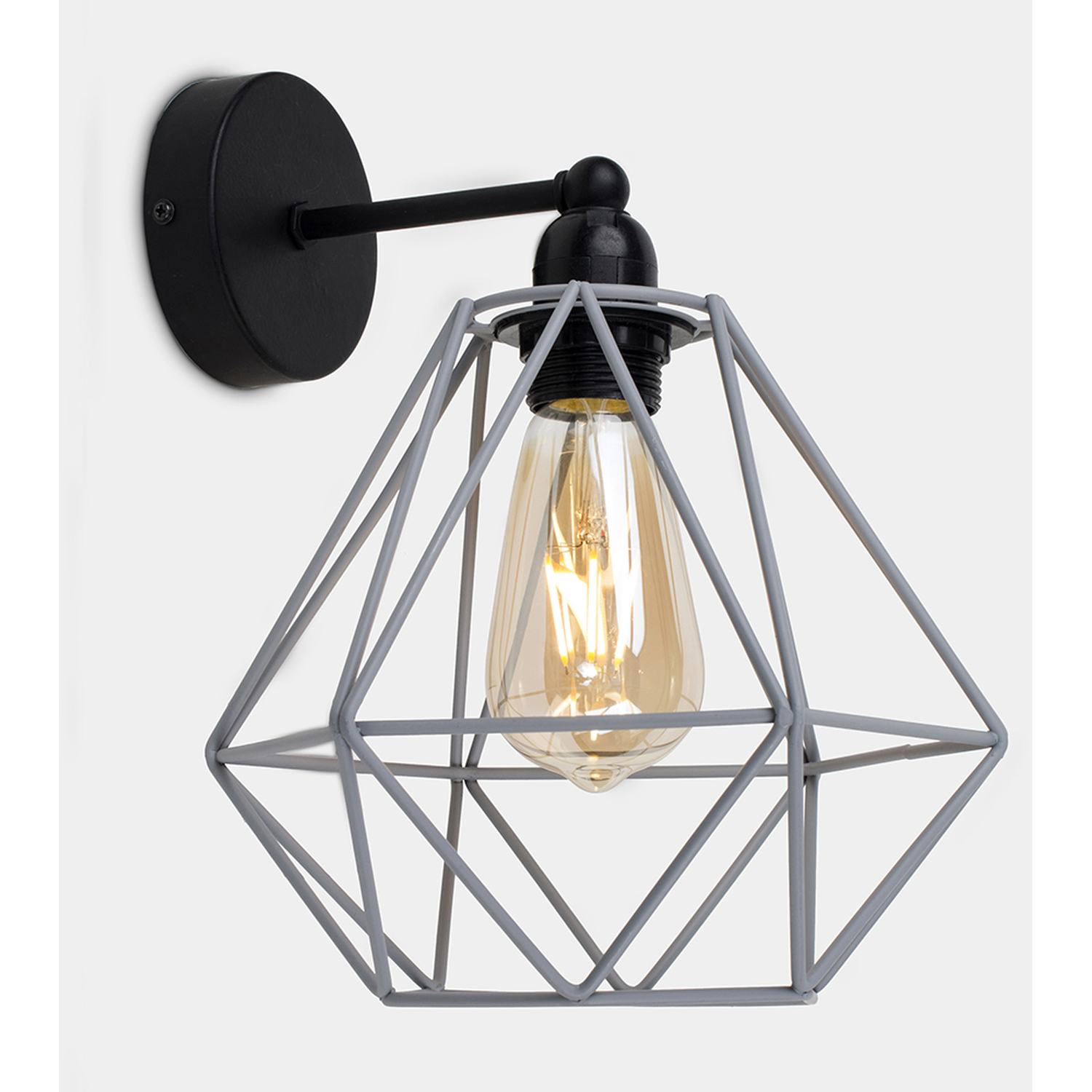 Black Indoor Wall Light Grey Shade